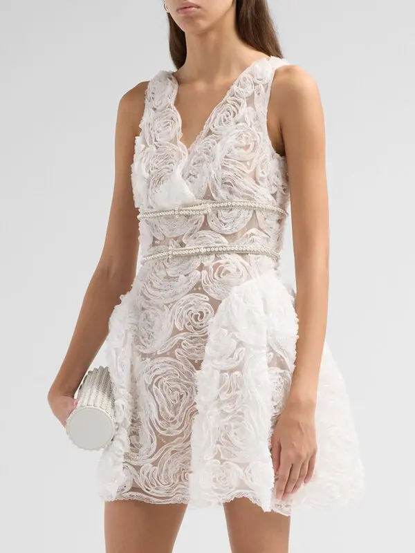SELF-PORTRAIT Tulle Laced A-line Mini Dress