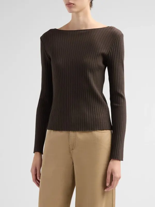 Vince Boatneck Cotton Rib-knit Sweater