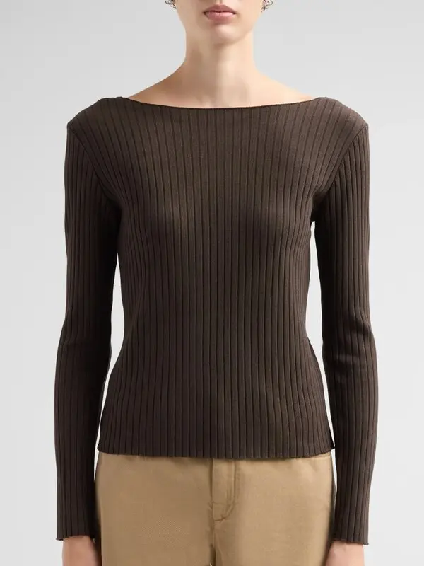 Vince Boatneck Cotton Rib-knit Sweater