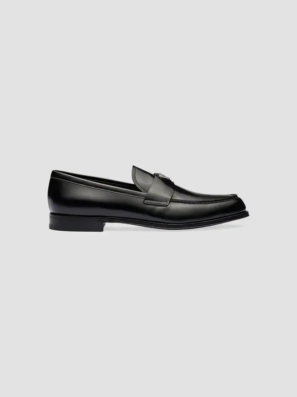 Prada Brushed Leather Loafers - Black