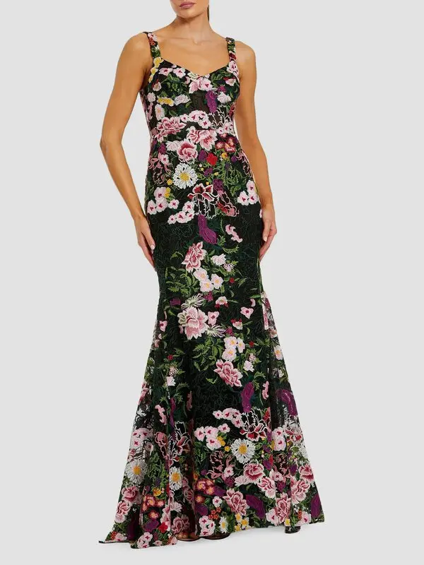 Mac Duggal Floral Embroidered Mermaid Gown