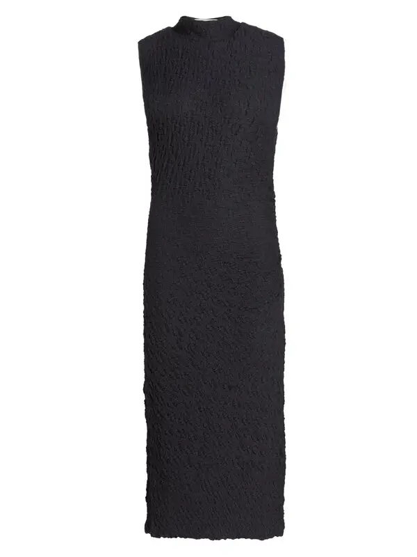 Vince Textured Sleeveless Side Drape Midi-dress - Ink
