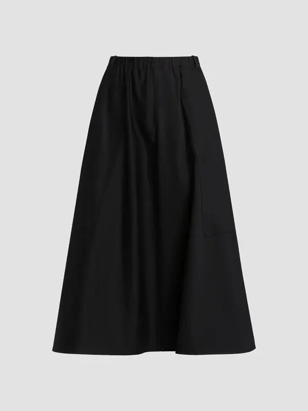 Vince Pocket Full Cotton Midi-skirt - Black