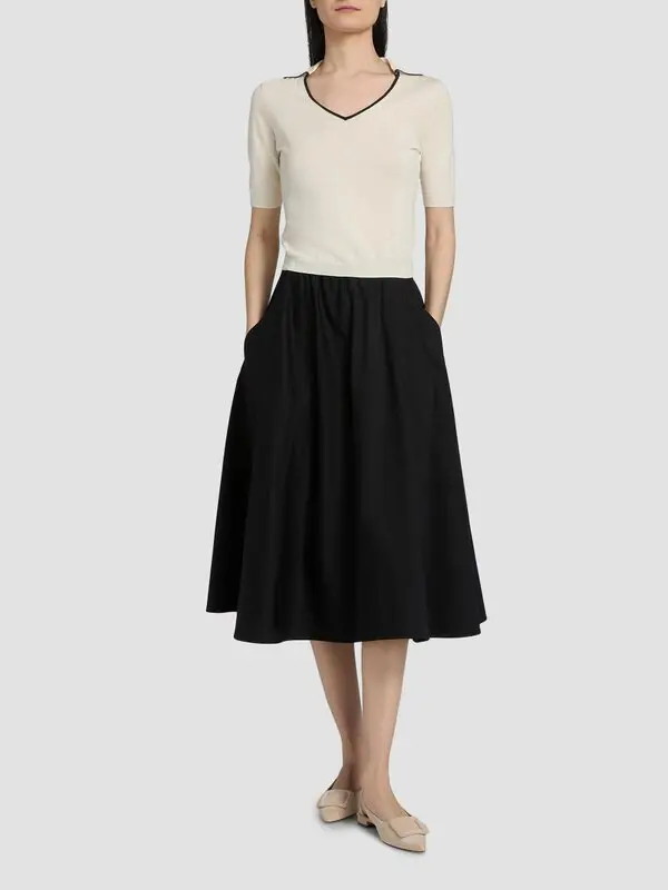 Vince Pocket Full Cotton Midi-skirt - Black