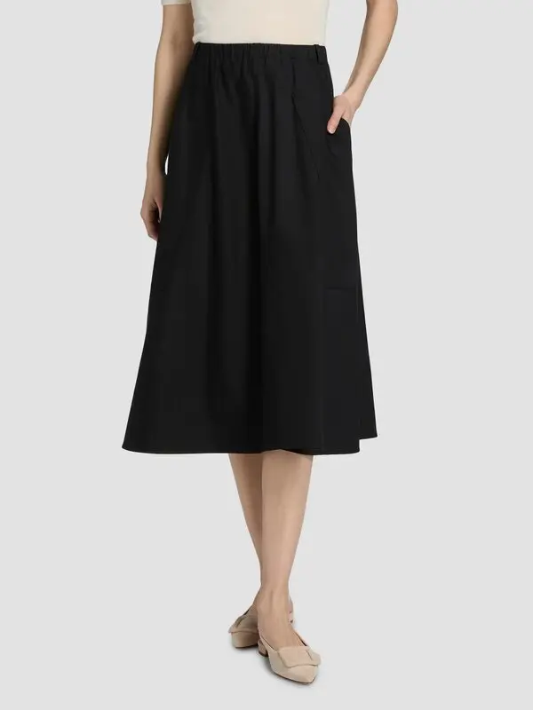 Vince Pocket Full Cotton Midi-skirt - Black