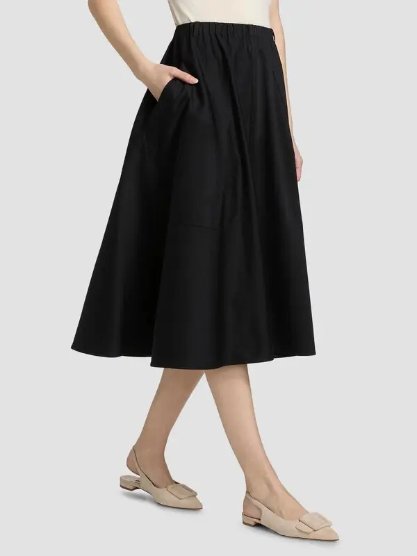 Vince Pocket Full Cotton Midi-skirt - Black