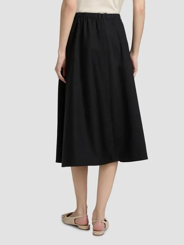 Vince Pocket Full Cotton Midi-skirt - Black