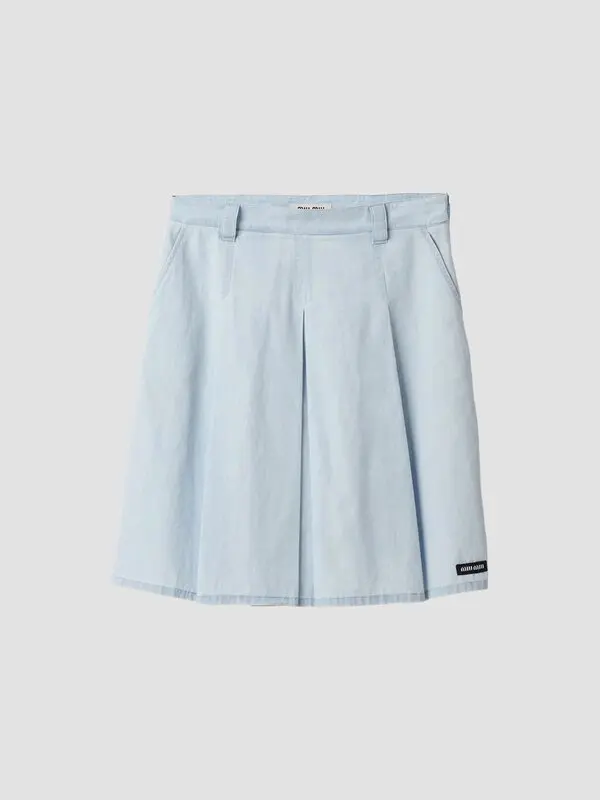Miu Miu Pleated Chambray Skirt - Blue