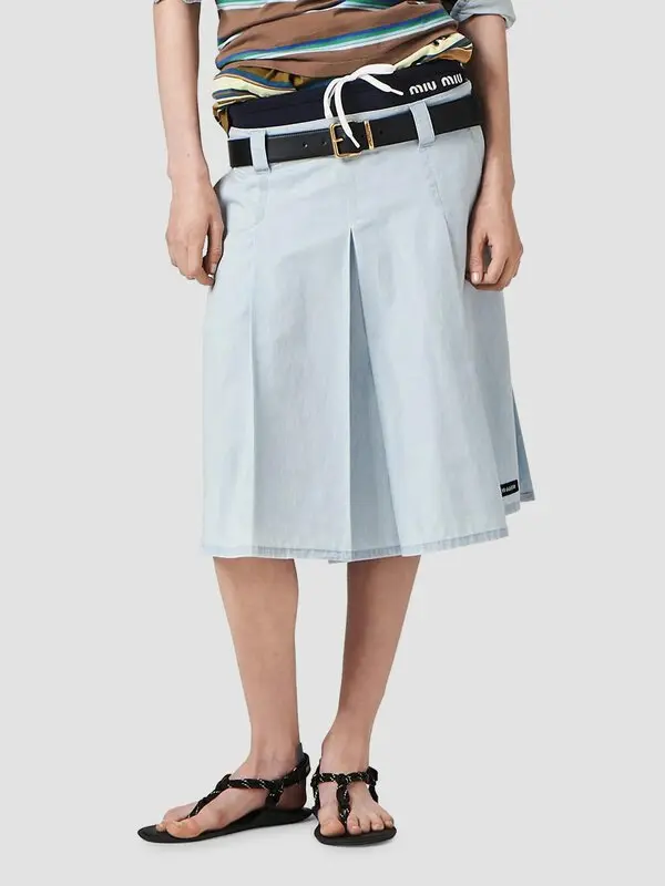 Miu Miu Pleated Chambray Skirt