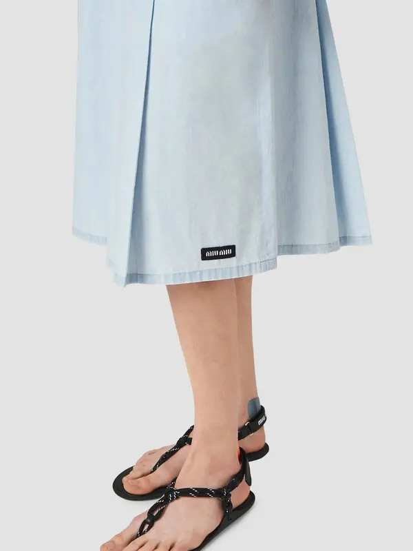 Miu Miu Pleated Chambray Skirt