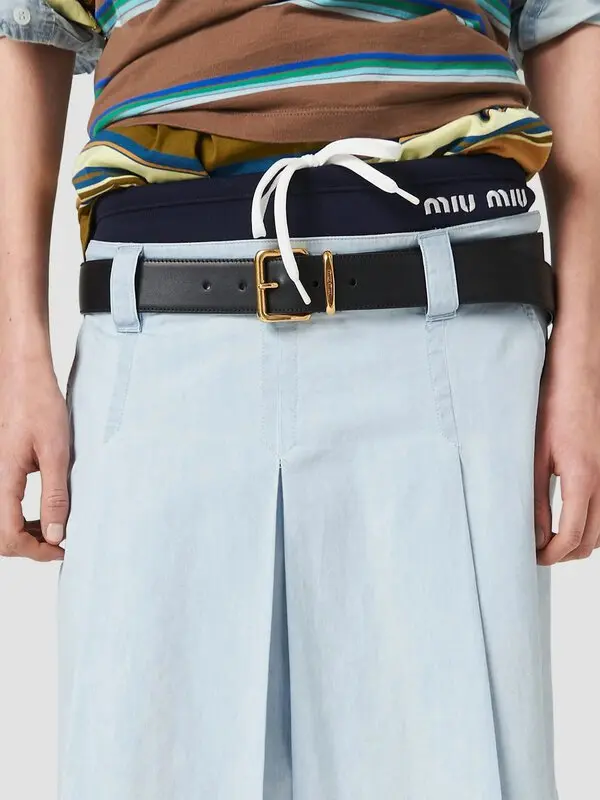 Miu Miu Pleated Chambray Skirt