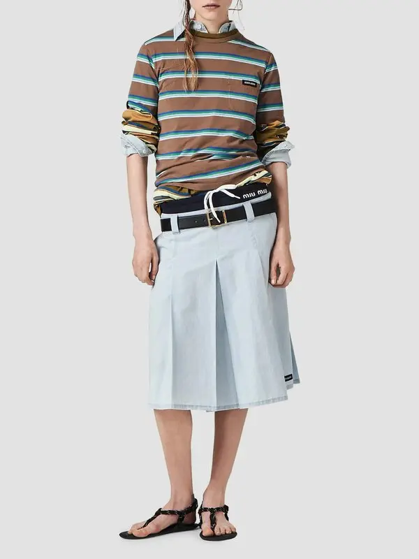 Miu Miu Pleated Chambray Skirt