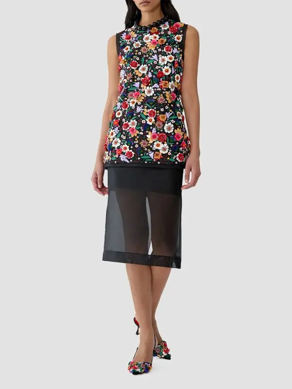 Carolina Herrera Silk Semi-sheer Skirt