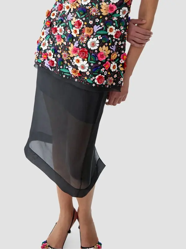 Carolina Herrera Silk Semi-sheer Skirt