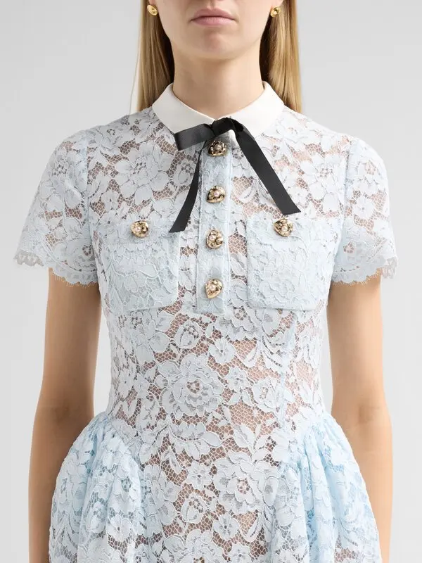 SELF-PORTRAIT Lace Flared Mini Dress
