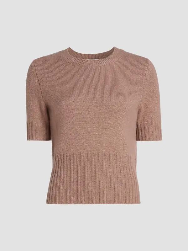 Vince Wool-cashmere Short-sleeve Sweater - Toffee