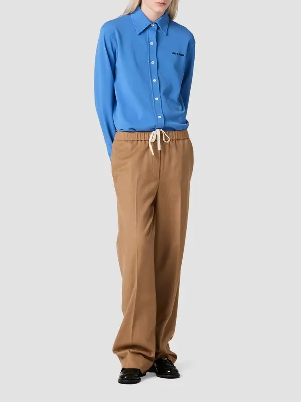 Miu Miu Camel Hair Drawstring Pants