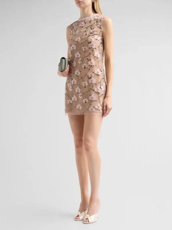 SELF-PORTRAIT Floral Sequin Embellished Mini Dress