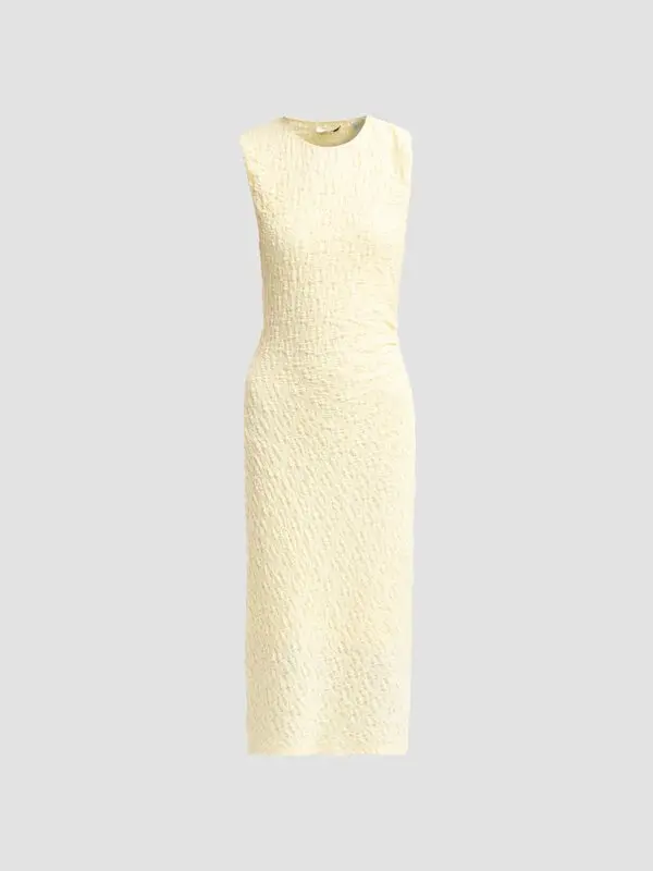Vince Textured Jersey Ruched Midi Dress - Light Dandelion