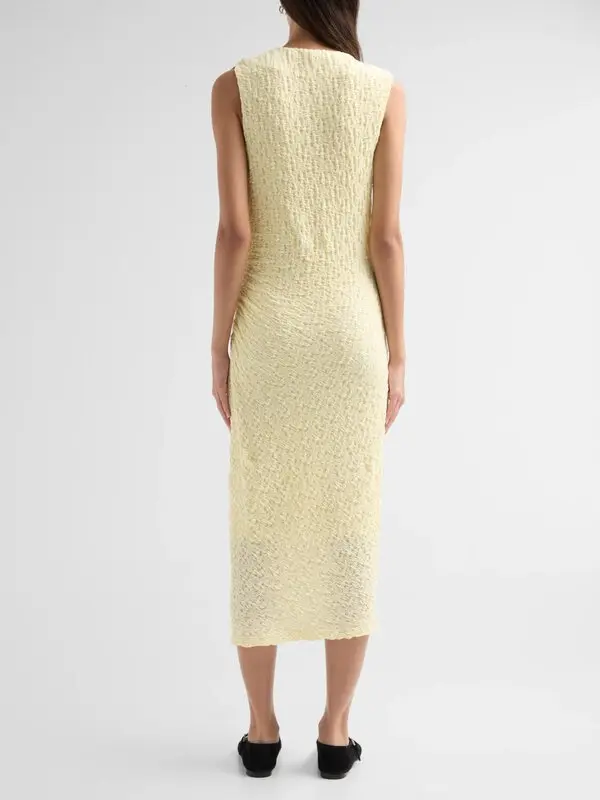 Vince Textured Jersey Ruched Midi Dress