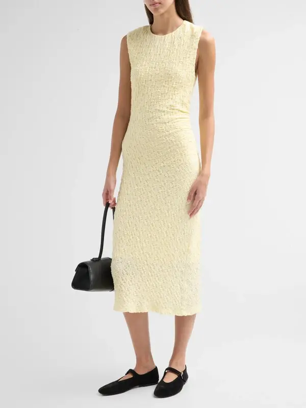 Vince Textured Jersey Ruched Midi Dress