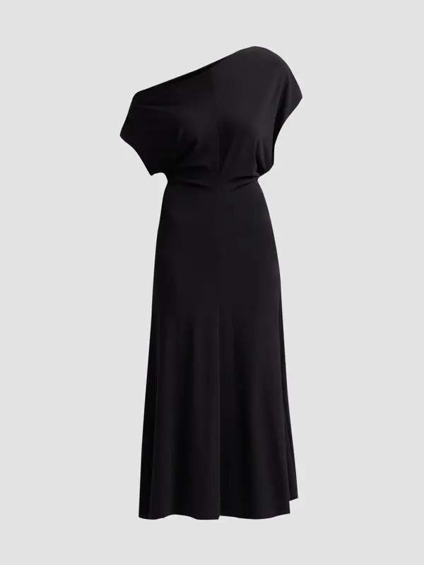Vince Off-shoulder Matte Jersey Midi Dress - Black