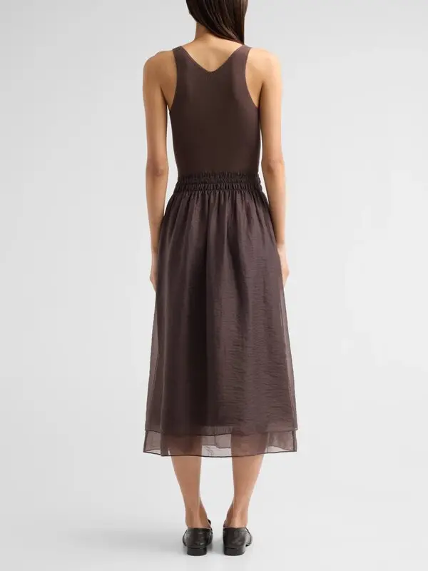 Vince Squareneck Mixed Media Midi Dress - Iron