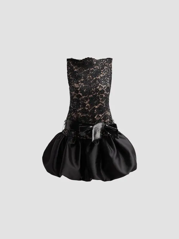 SELF-PORTRAIT Sequin Lace Bubble-hem Mini Dress