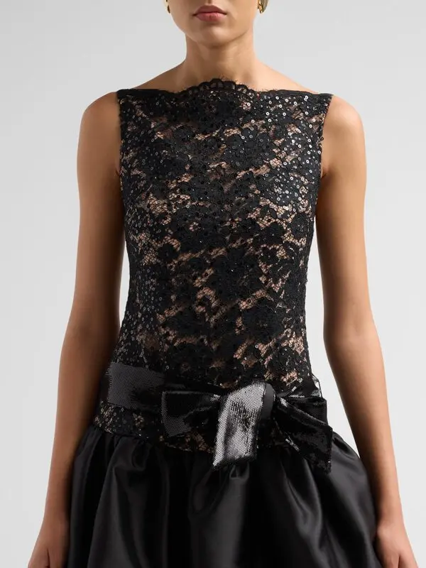 SELF-PORTRAIT Sequin Lace Bubble-hem Mini Dress