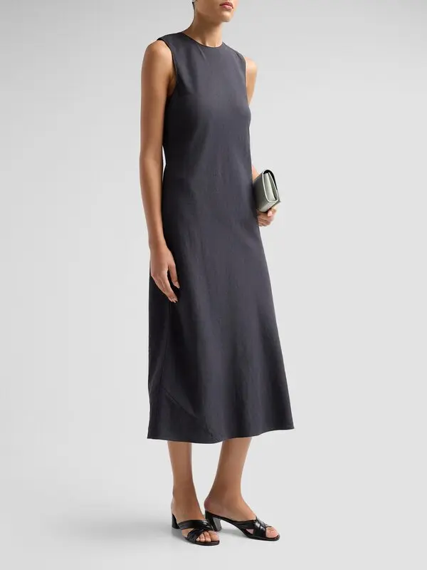 Vince Bias-cut Linen-blend Midi Dress