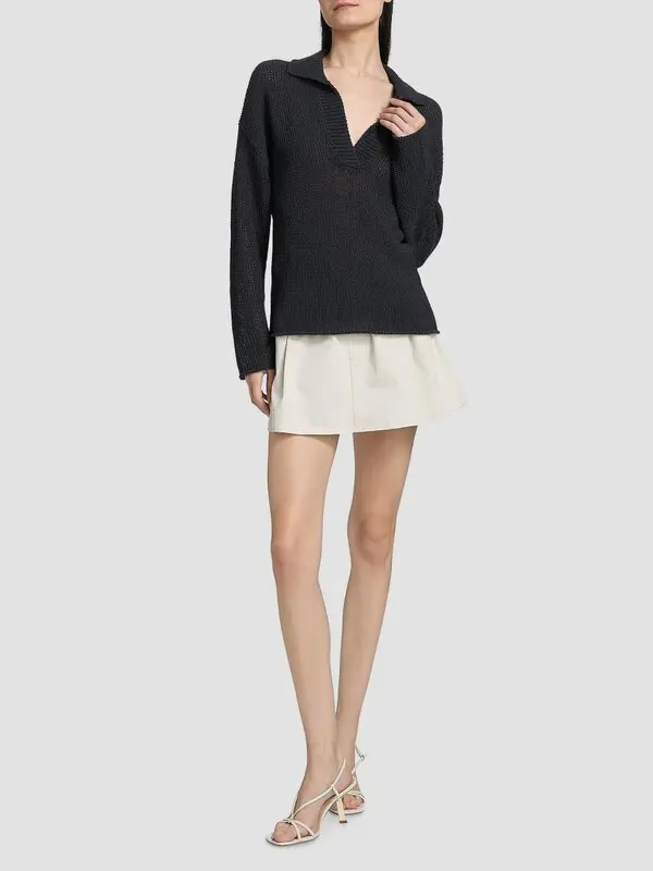 Vince Coated Cotton Polo Sweater - Ink