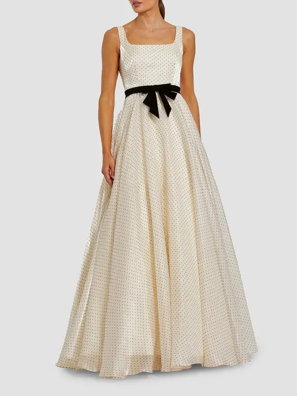 Mac Duggal Polka Dot Organza Fit & Flare Ball Gown - Ivory