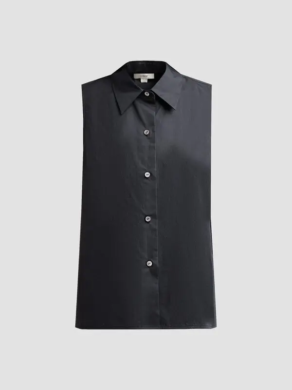 Vince Relaxed Sleveless Button-front Top - Ink