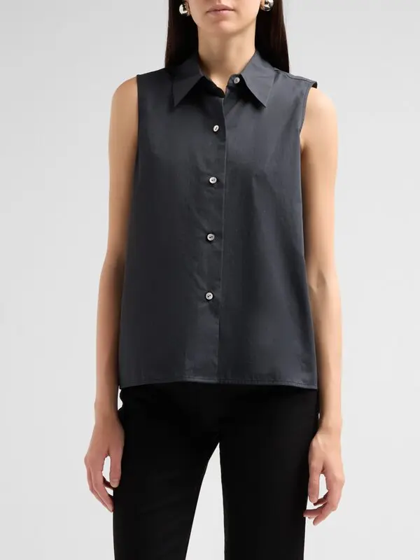 Vince Relaxed Sleveless Button-front Top - Ink