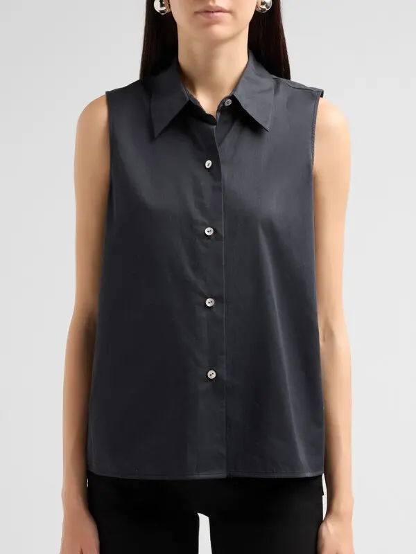 Vince Relaxed Sleveless Button-front Top - Ink