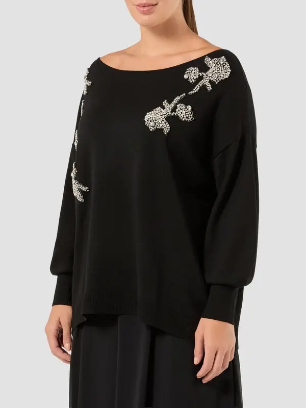 Marina Rinaldi Embroidered Viscose Sweater