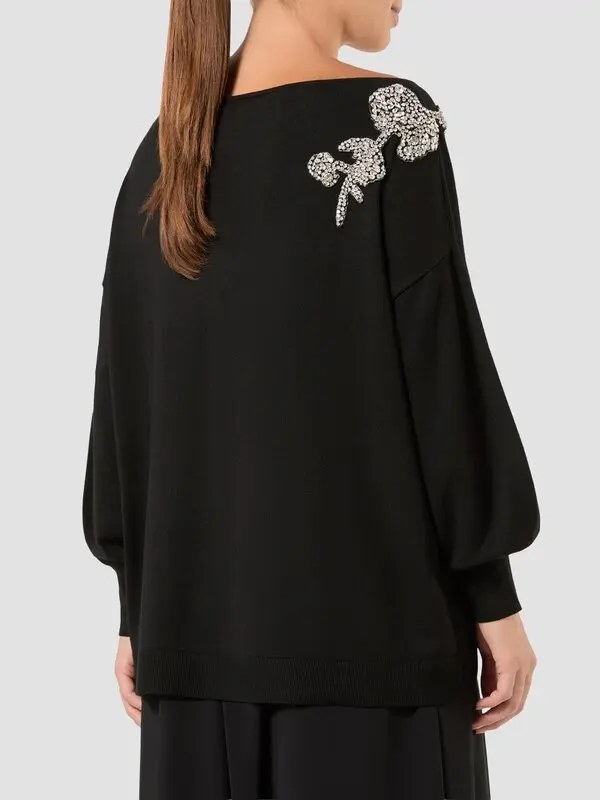 Marina Rinaldi Embroidered Viscose Sweater