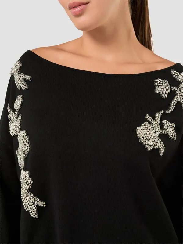 Marina Rinaldi Embroidered Viscose Sweater