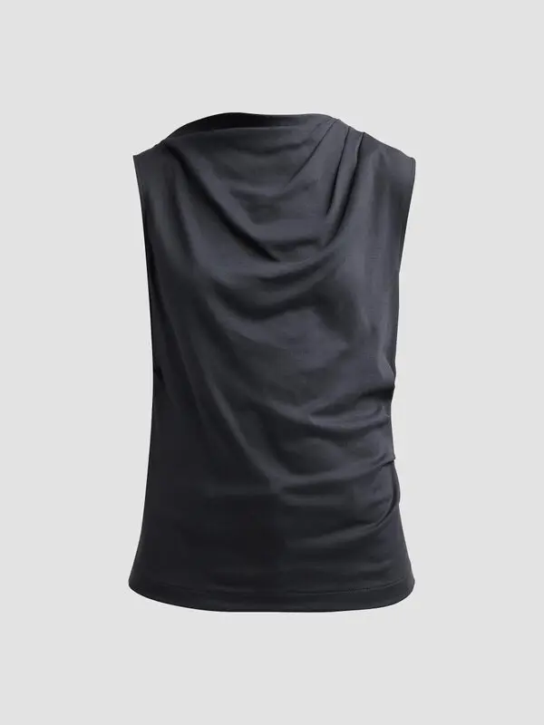 Vince Draped Pima Cotton Top - Ink