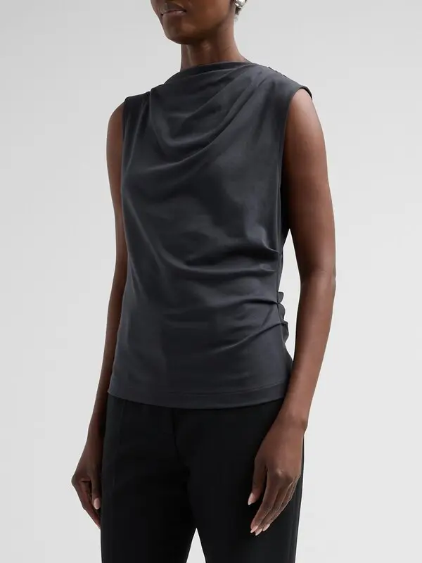 Vince Draped Pima Cotton Top - Ink