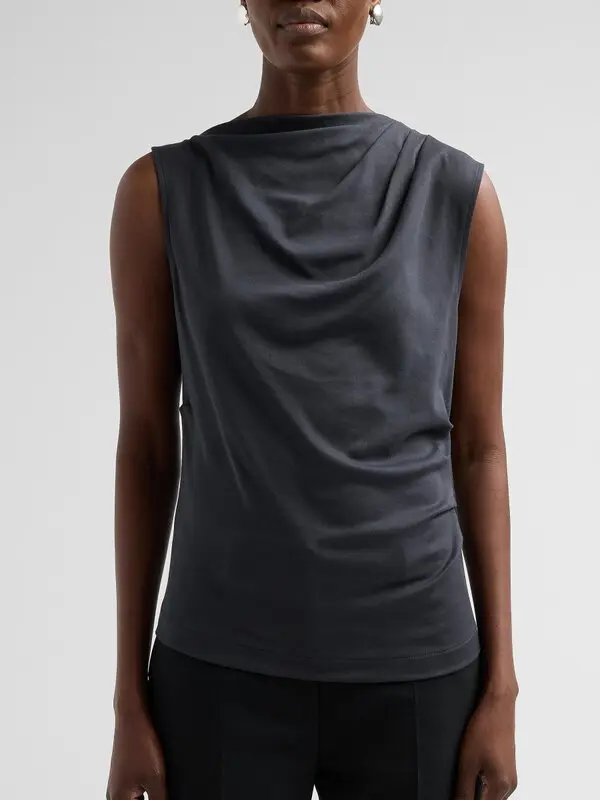 Vince Draped Pima Cotton Top - Ink