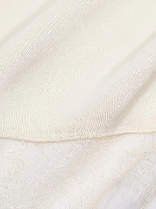 Vince Asymmetric Satin Lace-trim Top