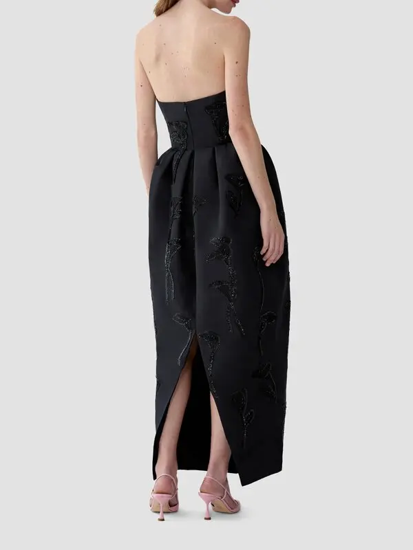 Carolina Herrera Floral-sequined Silk Strapless Gown - Black