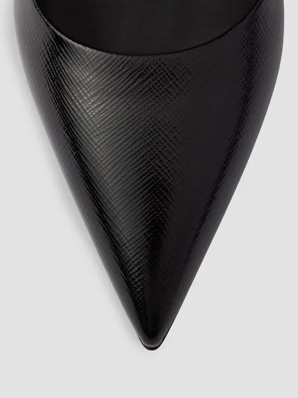 Prada Patent Saffiano 85mm Leather Pumps - Black