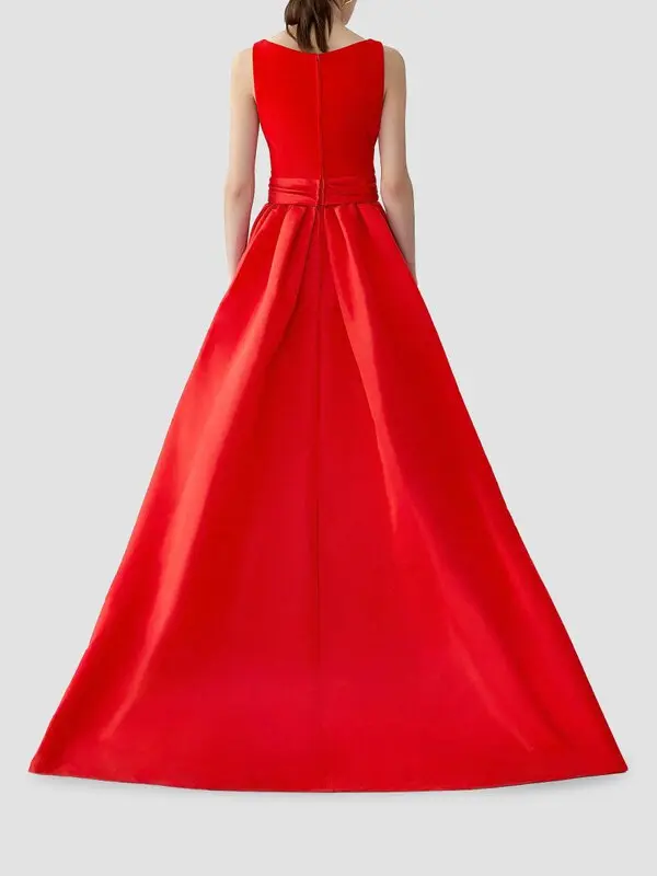 Carolina Herrera Boatneck Silk Overskirt Column Gown