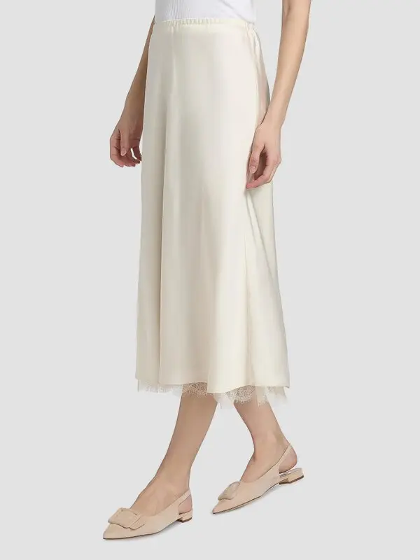 Vince Lace-trim Satin Midi-skirt
