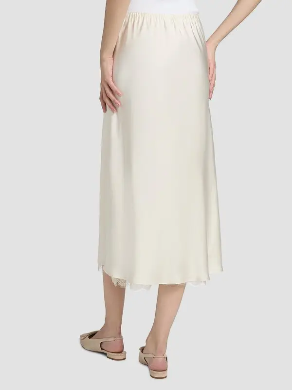 Vince Lace-trim Satin Midi-skirt