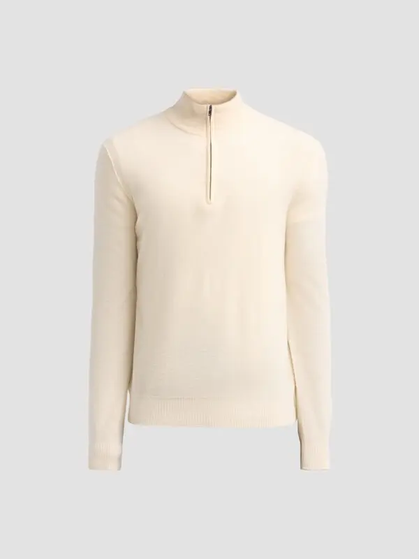 Vince Boiled Cashmere Zip Sweater - Bone