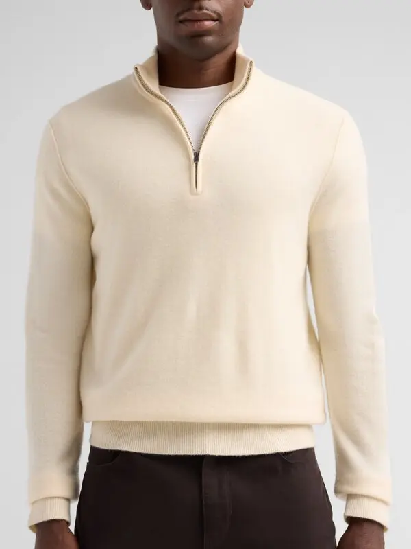 Vince Boiled Cashmere Zip Sweater - Bone