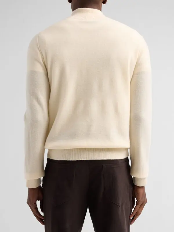 Vince Boiled Cashmere Zip Sweater - Bone
